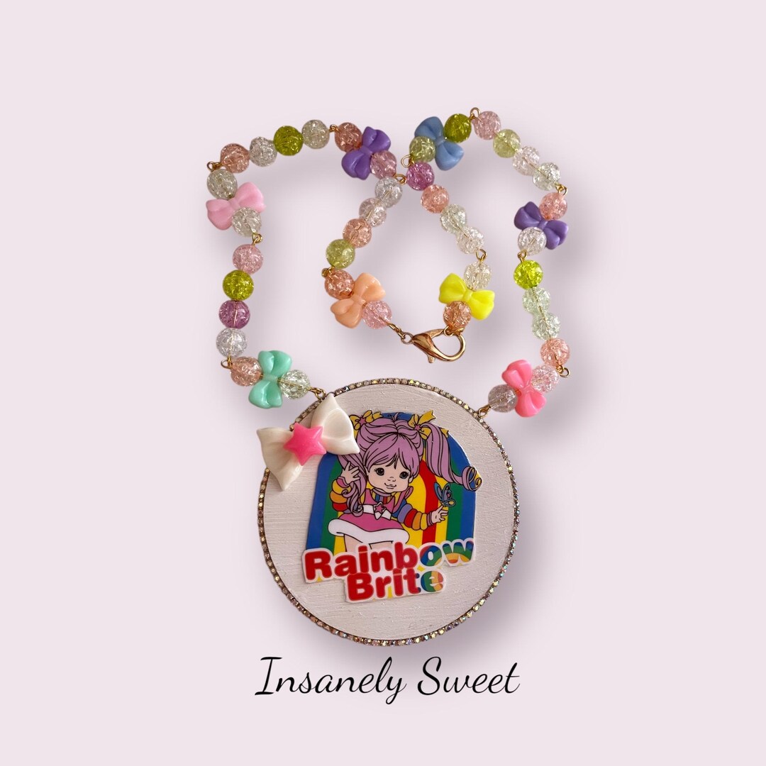Big Rainbow Brite Tickled Pink Necklace 1980s 80s Halloween Costume - Etsy