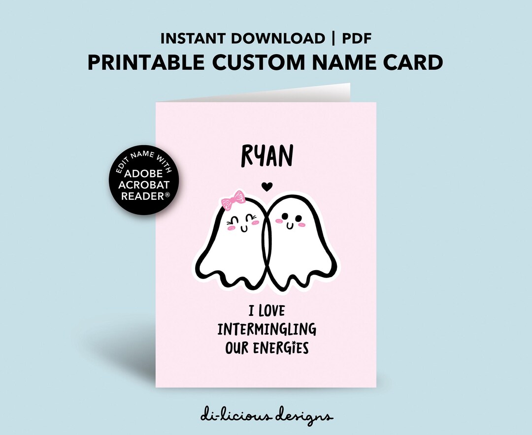 Personalized Spooky Cute Ghosts Card, Love Card, Custom Name Greeting ...