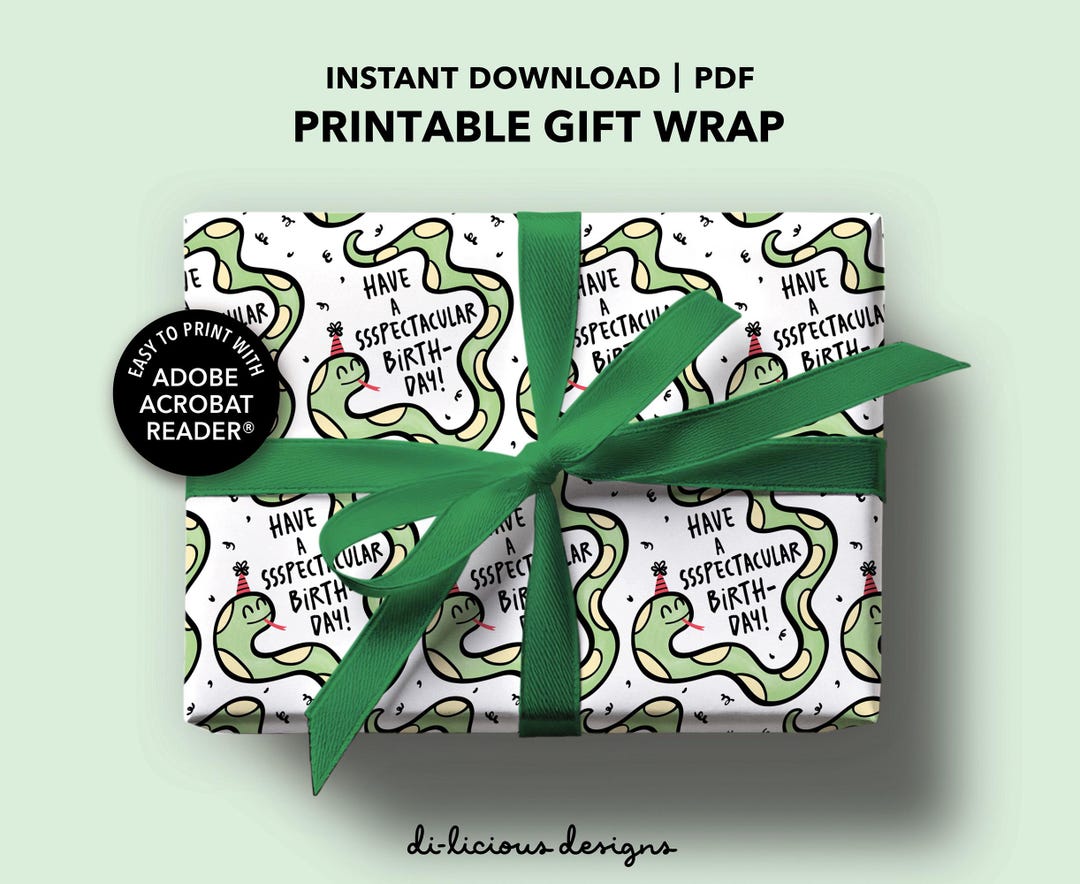 Snake Wrapping Paper, Have a Ssspectacular Birthday, Printable Birthday ...