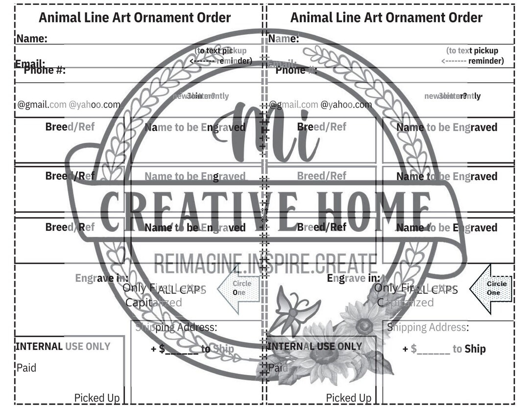 Line Art Order Sheet - Etsy