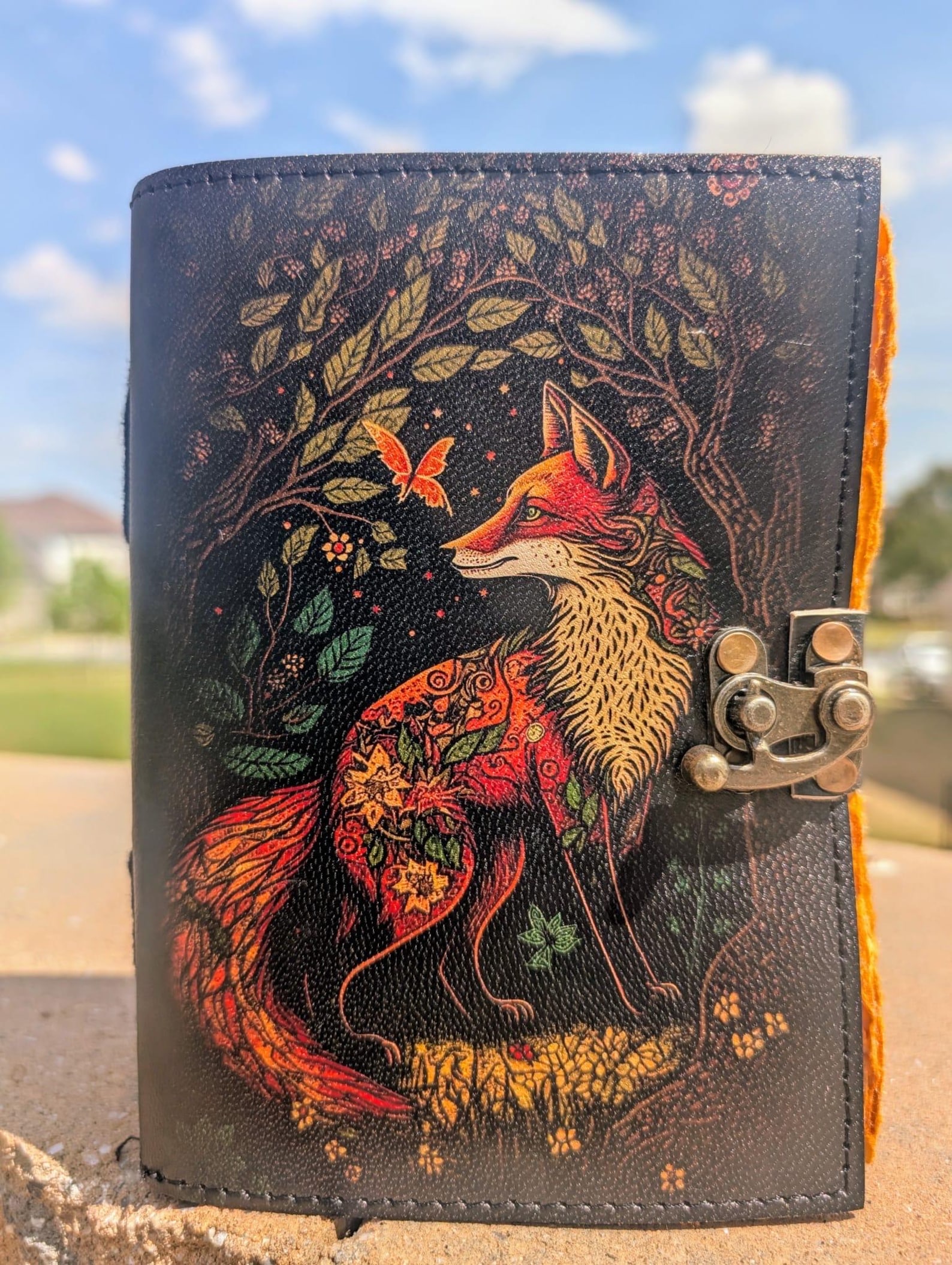 Fox Leather Grimoire, Handmade Spell Book of Shadows, Thick Vintage ...