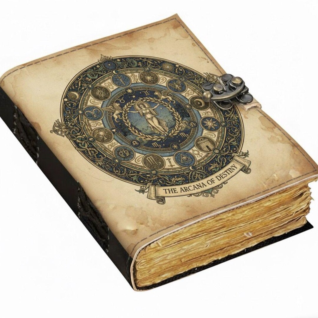 Tarot Reading Grimoire Vintage Leather Journal, Ritual Handmade Fat ...