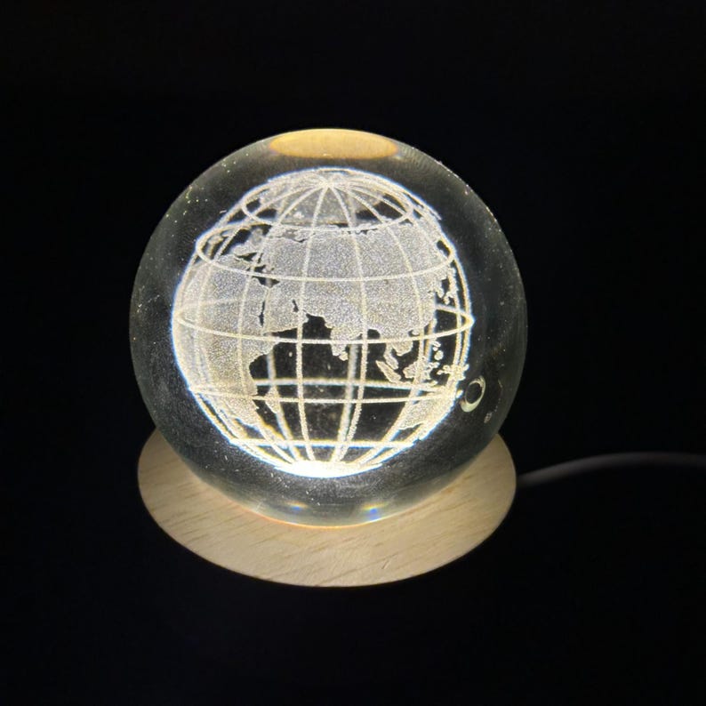 3D Earth Crystal Ball, Geo Earth Crystal Ball, Geo Crystal, Custom ...