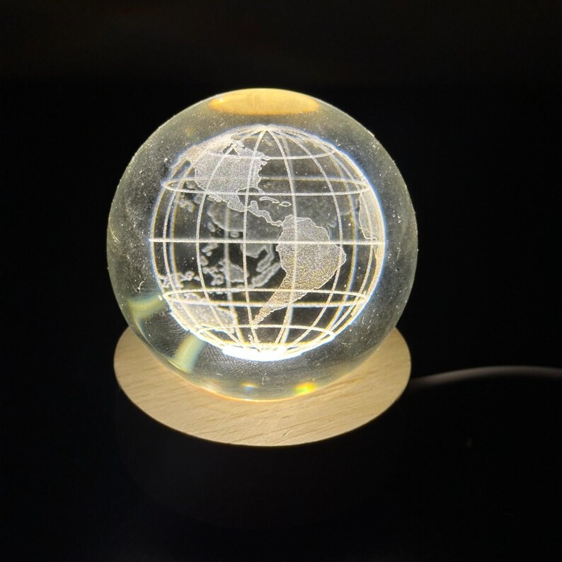 3D Earth Crystal Ball, Geo Earth Crystal Ball, Geo Crystal, Custom ...