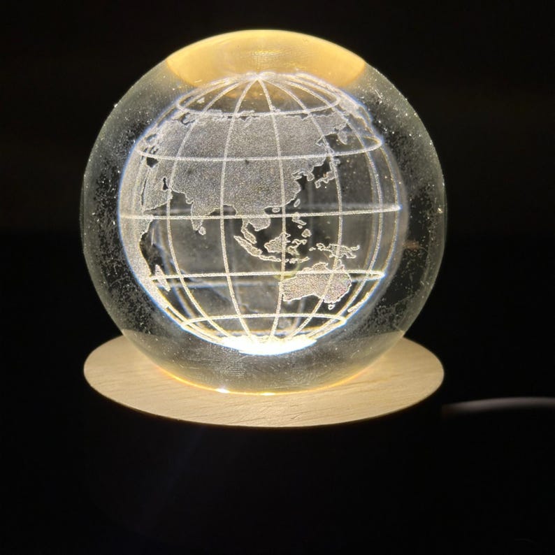 3D Earth Crystal Ball, Geo Earth Crystal Ball, Geo Crystal, Custom ...