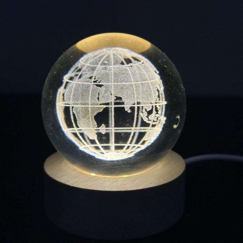 3D Earth Crystal Ball, Geo Earth Crystal Ball, Geo Crystal, Custom ...