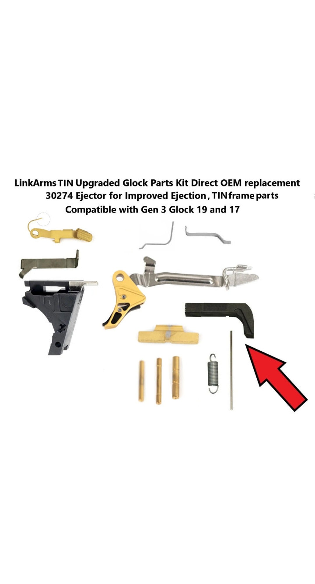 Glock 19 Lower Parts Kit Gen 3 Gold Parts 30724 Premium 1:1 Rep for OEM ...