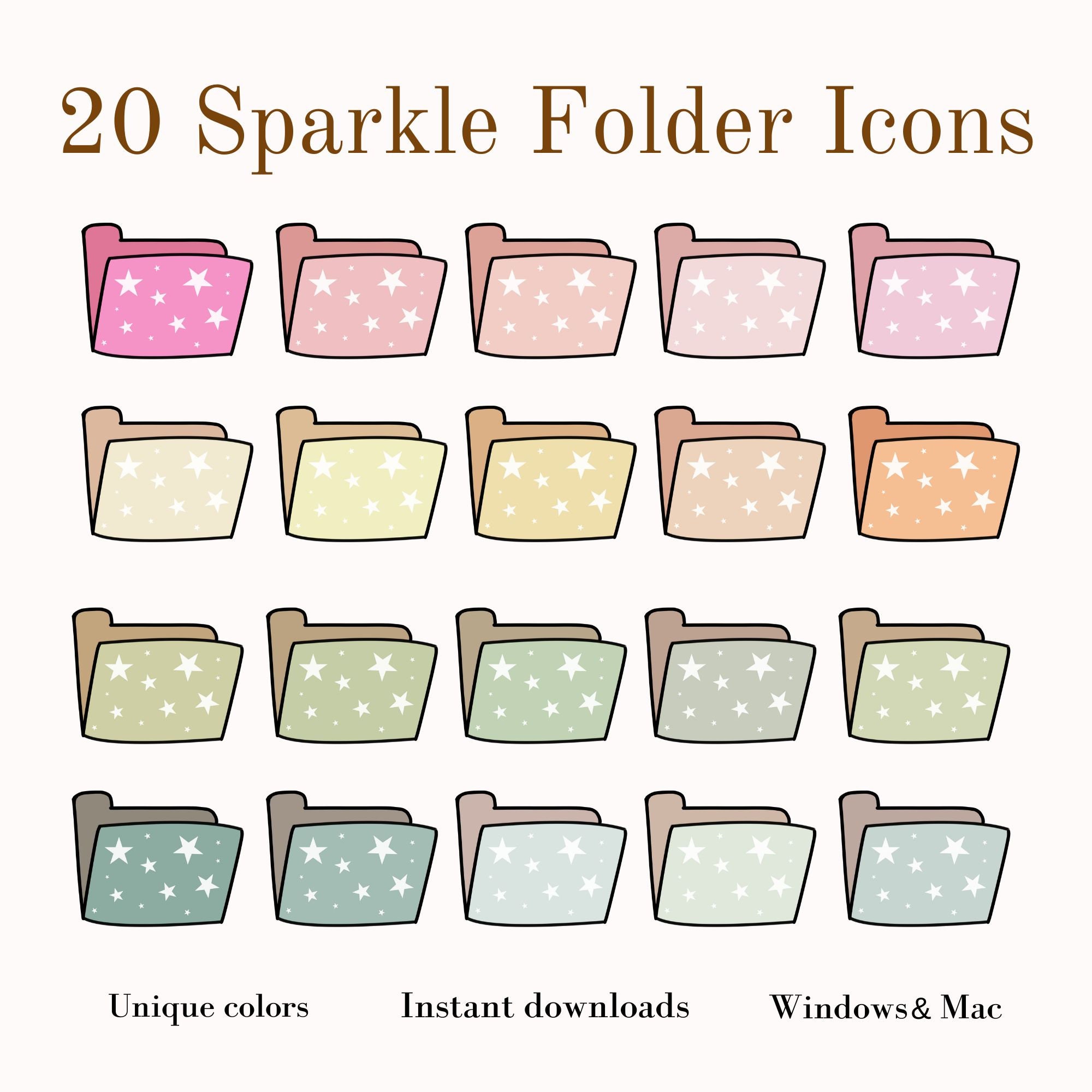 Folder Icons for Mac & PC, Sparkle Desktop Folder Icons, File Icons ...