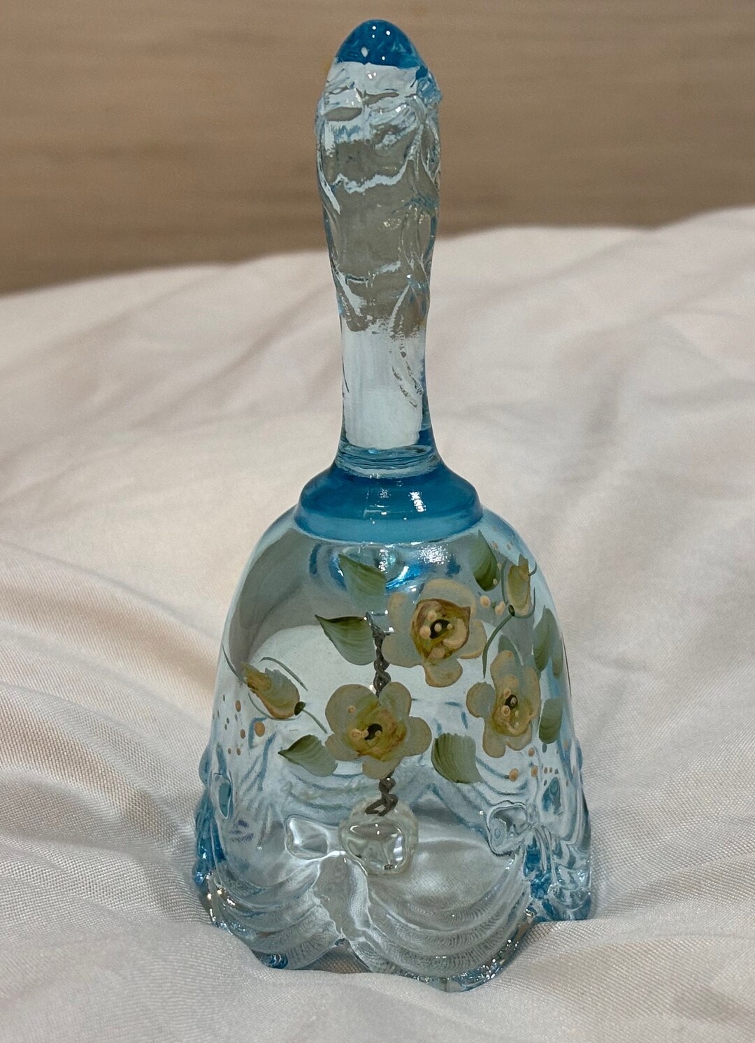 1997-2000 Fenton Glass - Blue Art Glass Bell Drapery and Bow Wrap - Etsy