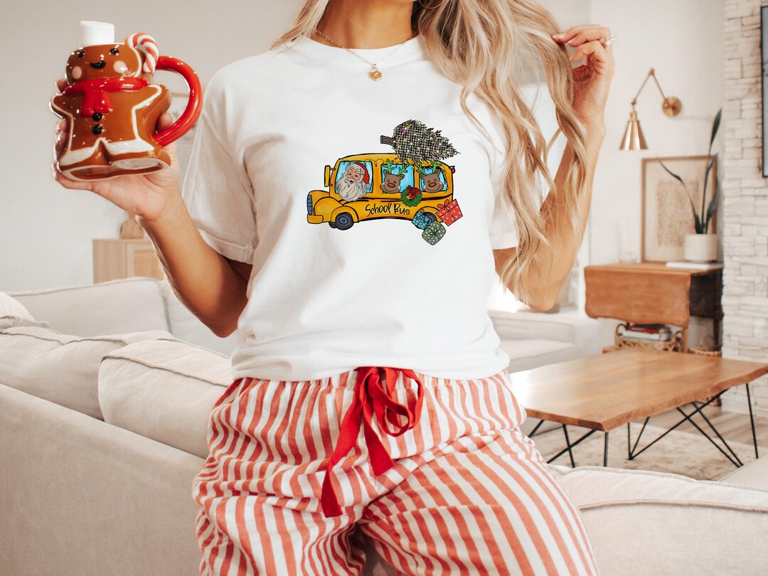 Santa School Bus Holiday Winter DTF Sublimation Transfer Ready to Press ...