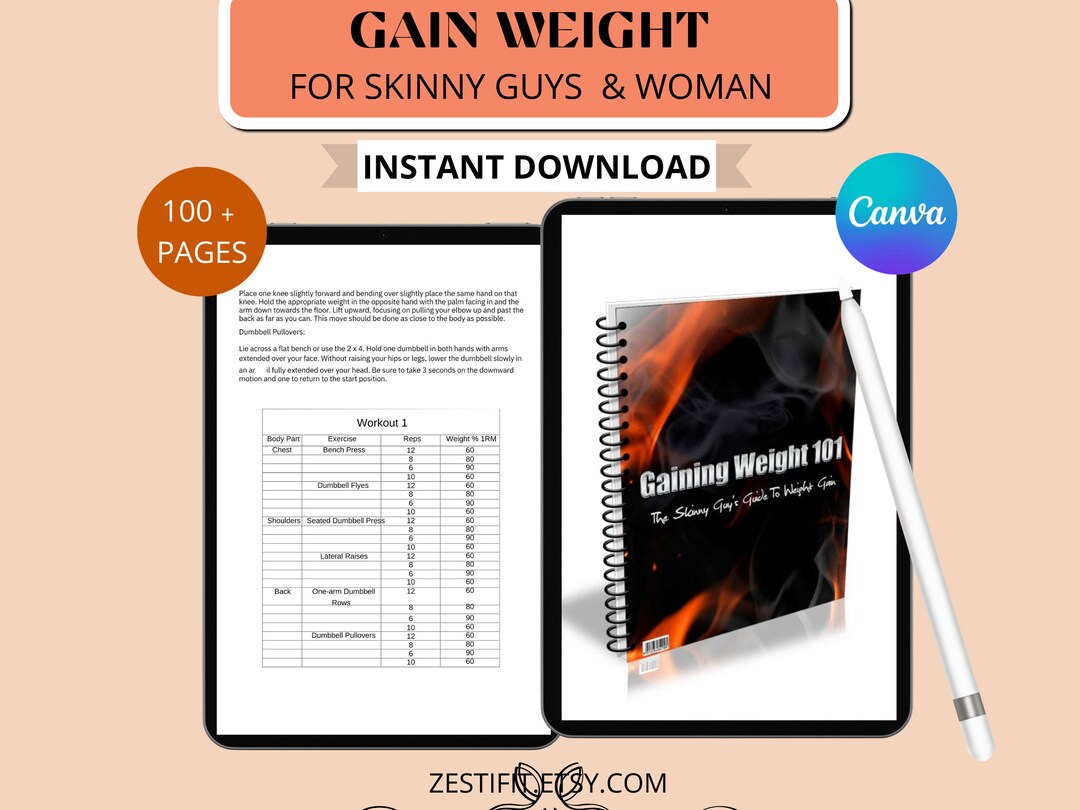 Daily Home Weight Gain Digital Woman Planner - Muscle Building Workout ...