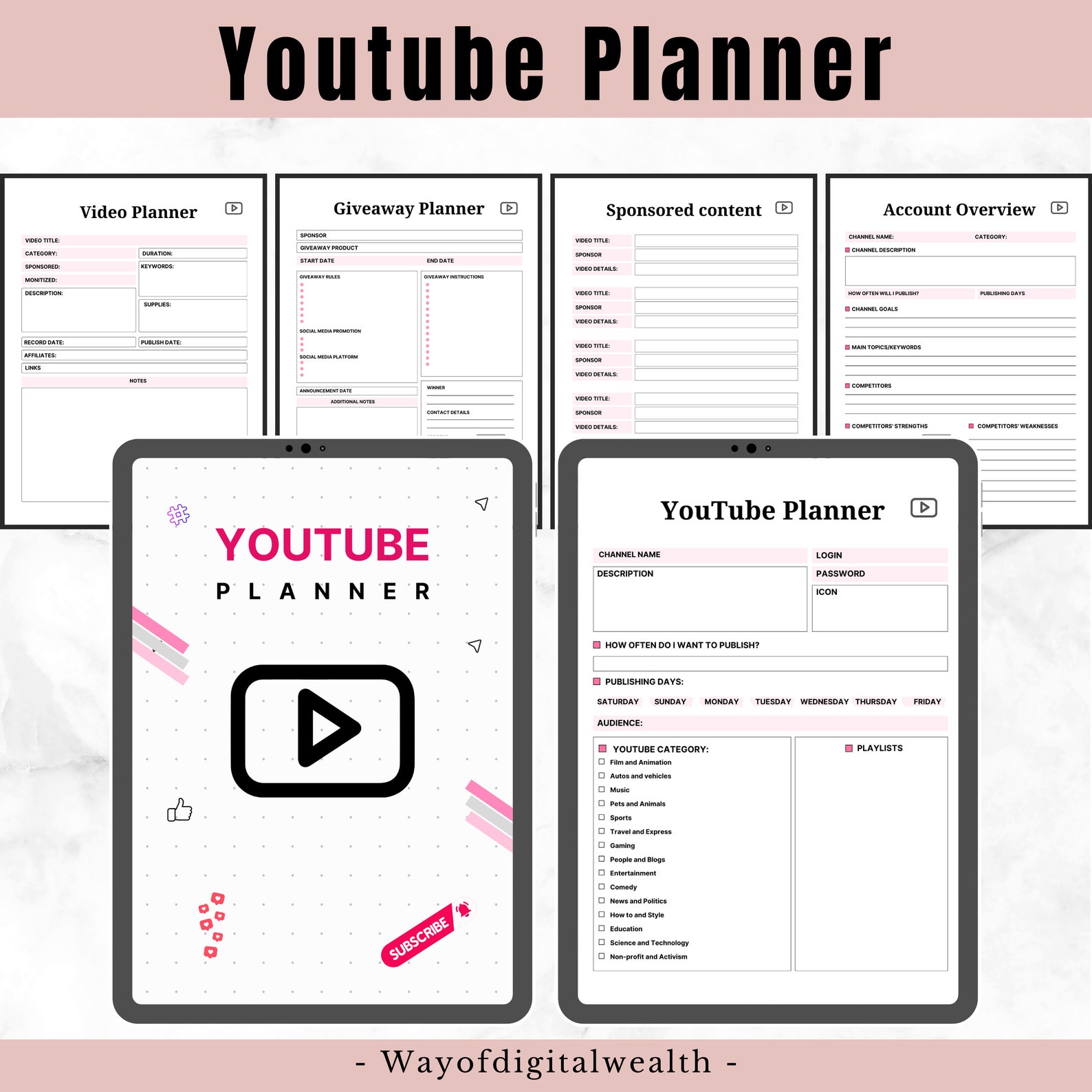 Youtube Planner, Youtube Content Calendar, Social Media Keyword Planner ...