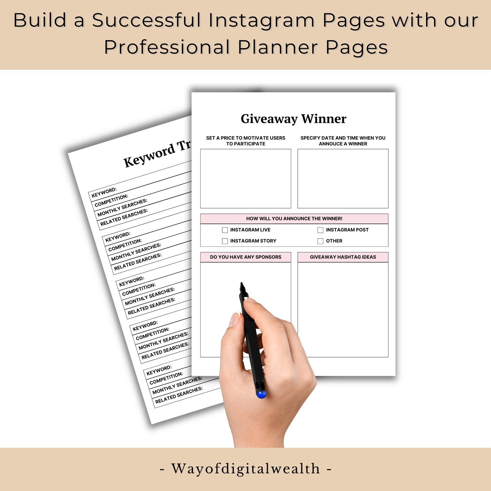 Instagram Planner, Printable Instagram Planner, Instagram Strategy ...