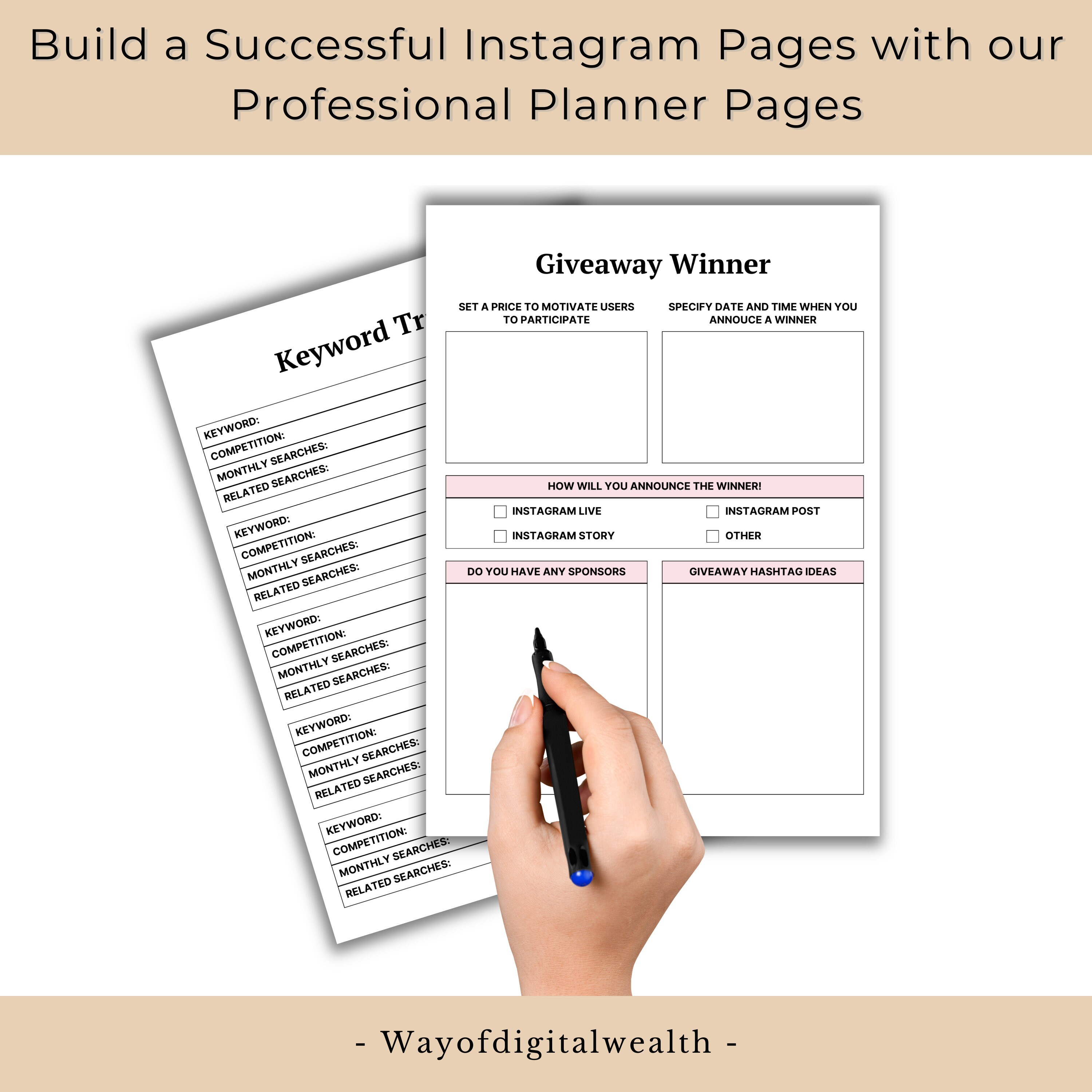 Instagram Planner, Printable Instagram Planner, Instagram Strategy ...
