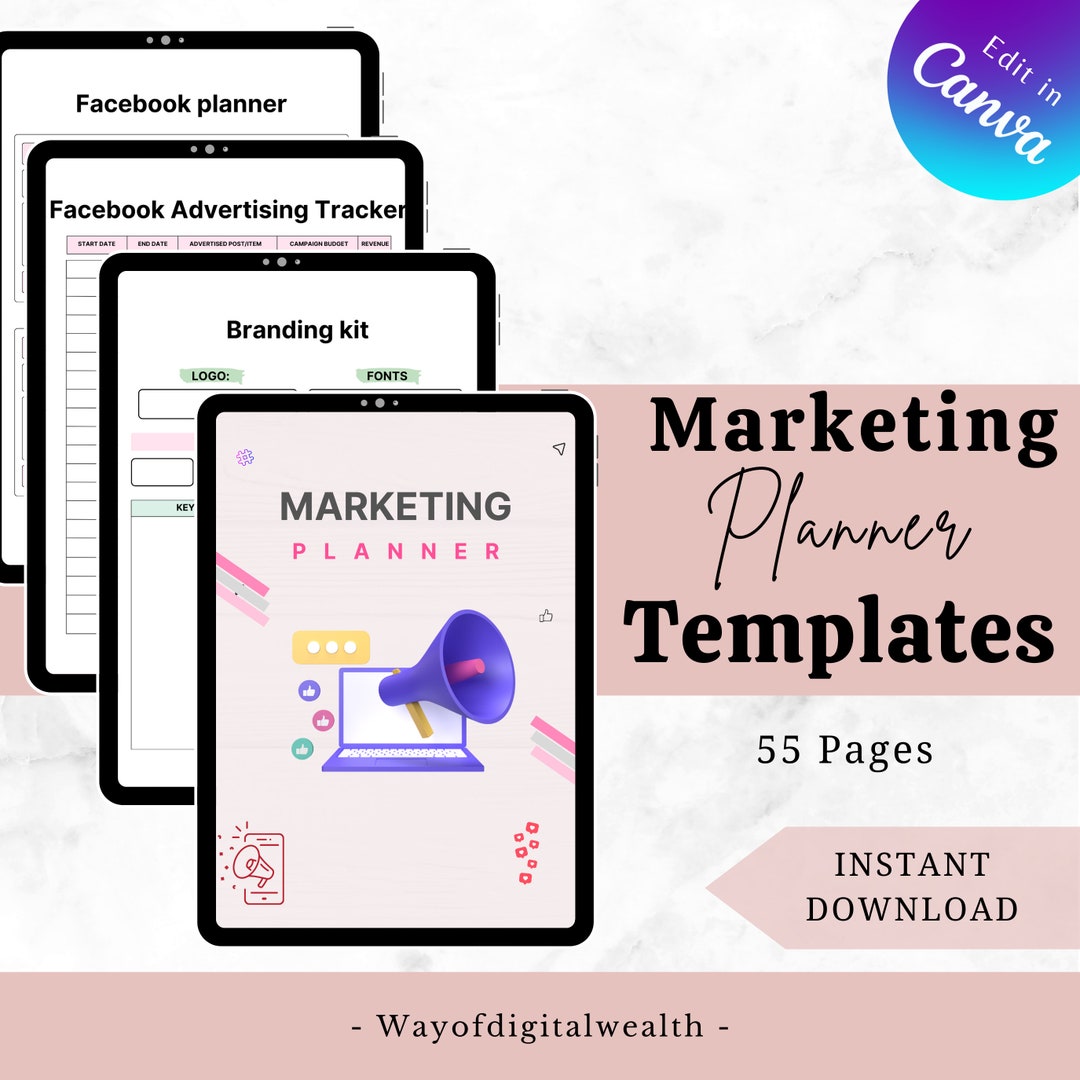 Marketing Plan Template Printable, Marketing Social Media Planner ...