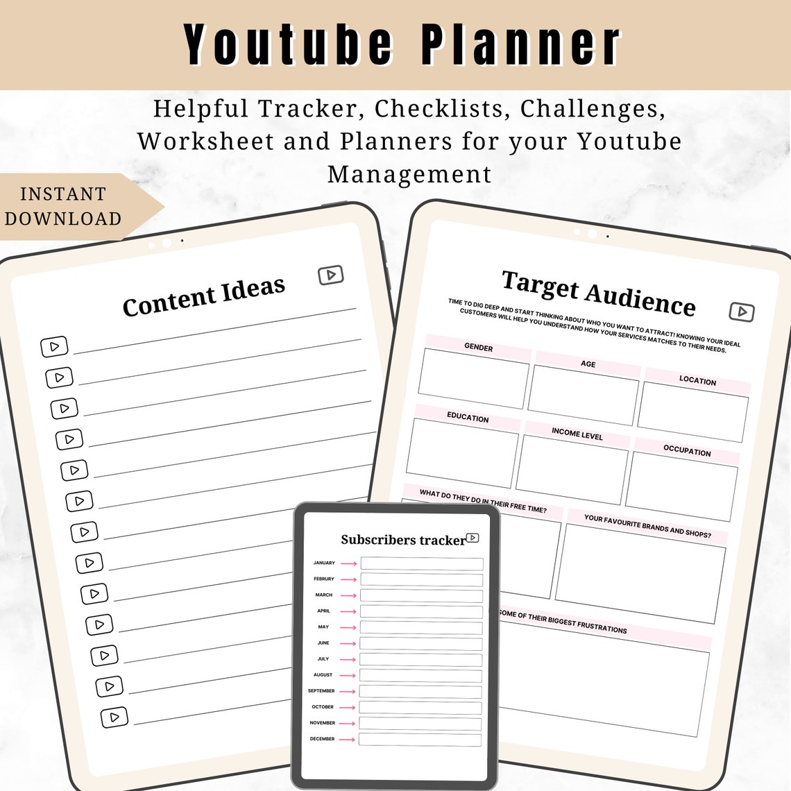 Youtube Planner, Youtube Content Calendar, Social Media Keyword Planner ...