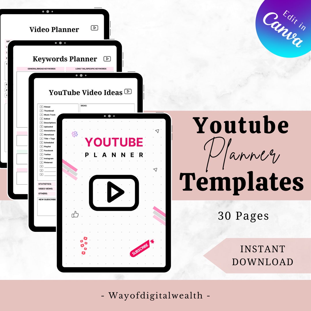 Youtube Planner, Youtube Content Calendar, Social Media Keyword Planner ...