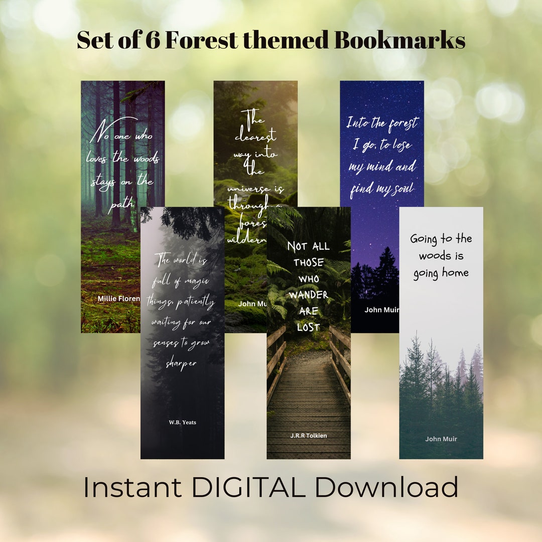 Set of 6 Forest Bookmarks, Digital Bookmark, Instant Download - Etsy