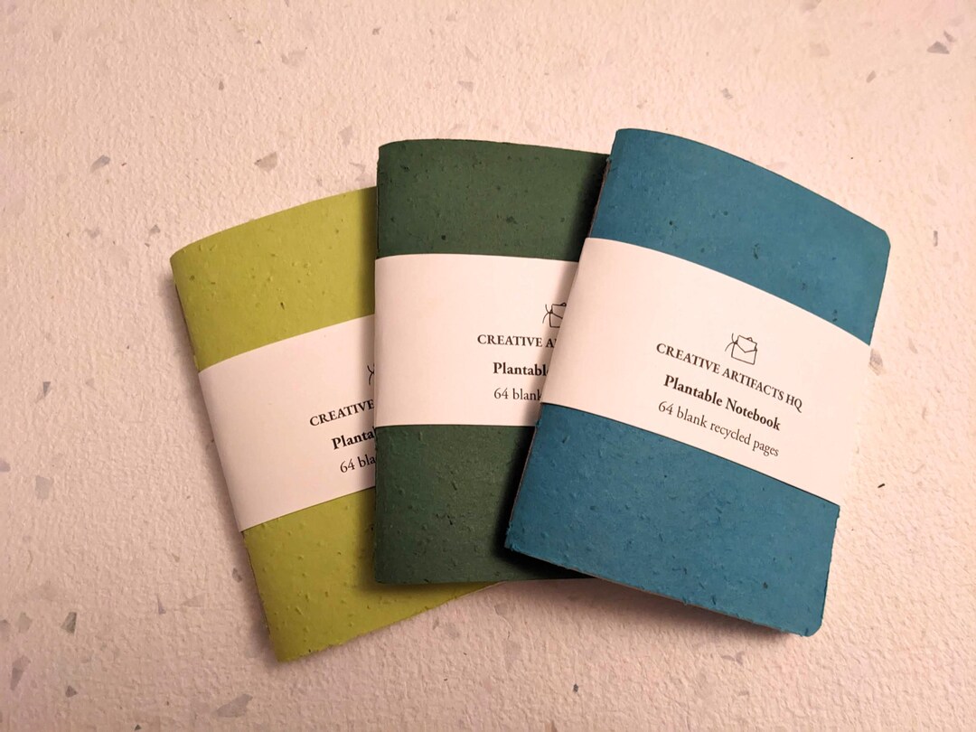 Set of 3 Pocket Plantable Seed Paper Notebooks: Recycled Cotton Journal ...