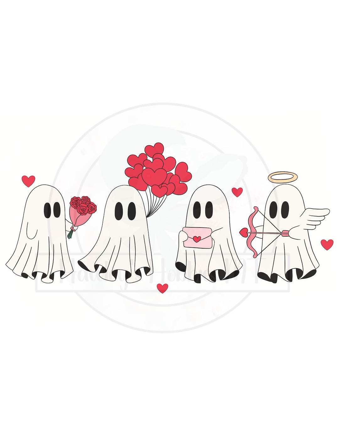 Valentine's Cupid Ghost PNG Digital Design for T-shirts, Tumblers and ...