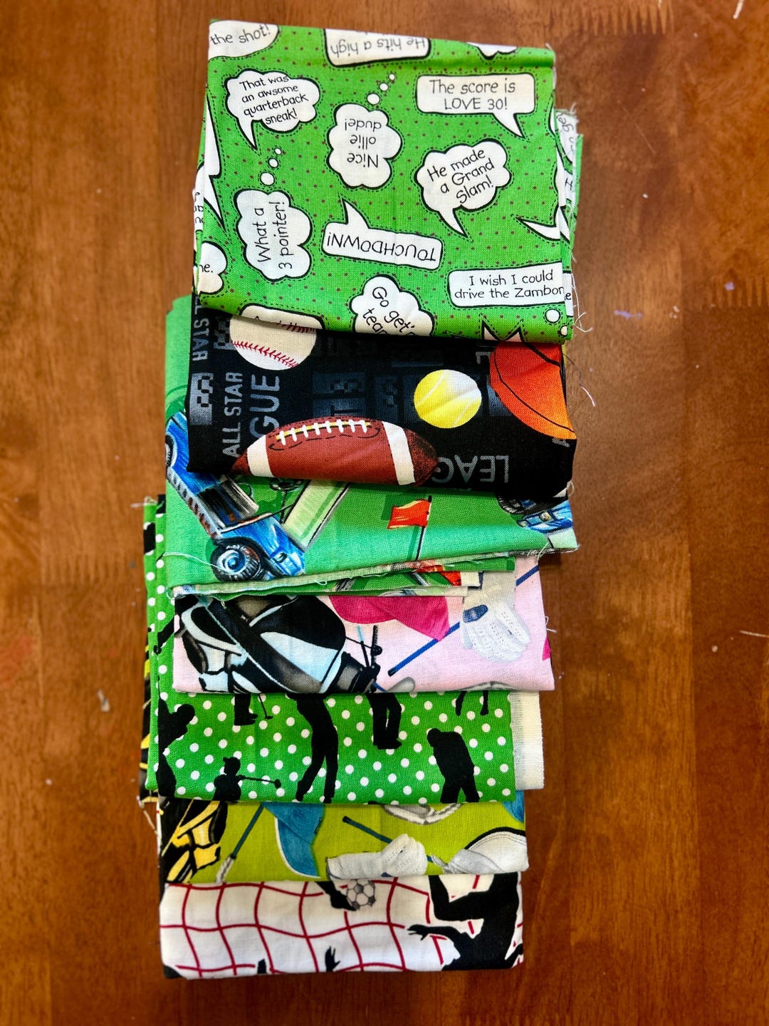 Fat Quarter Bundle of 7 Fat Quarters Sports Themed - Etsy