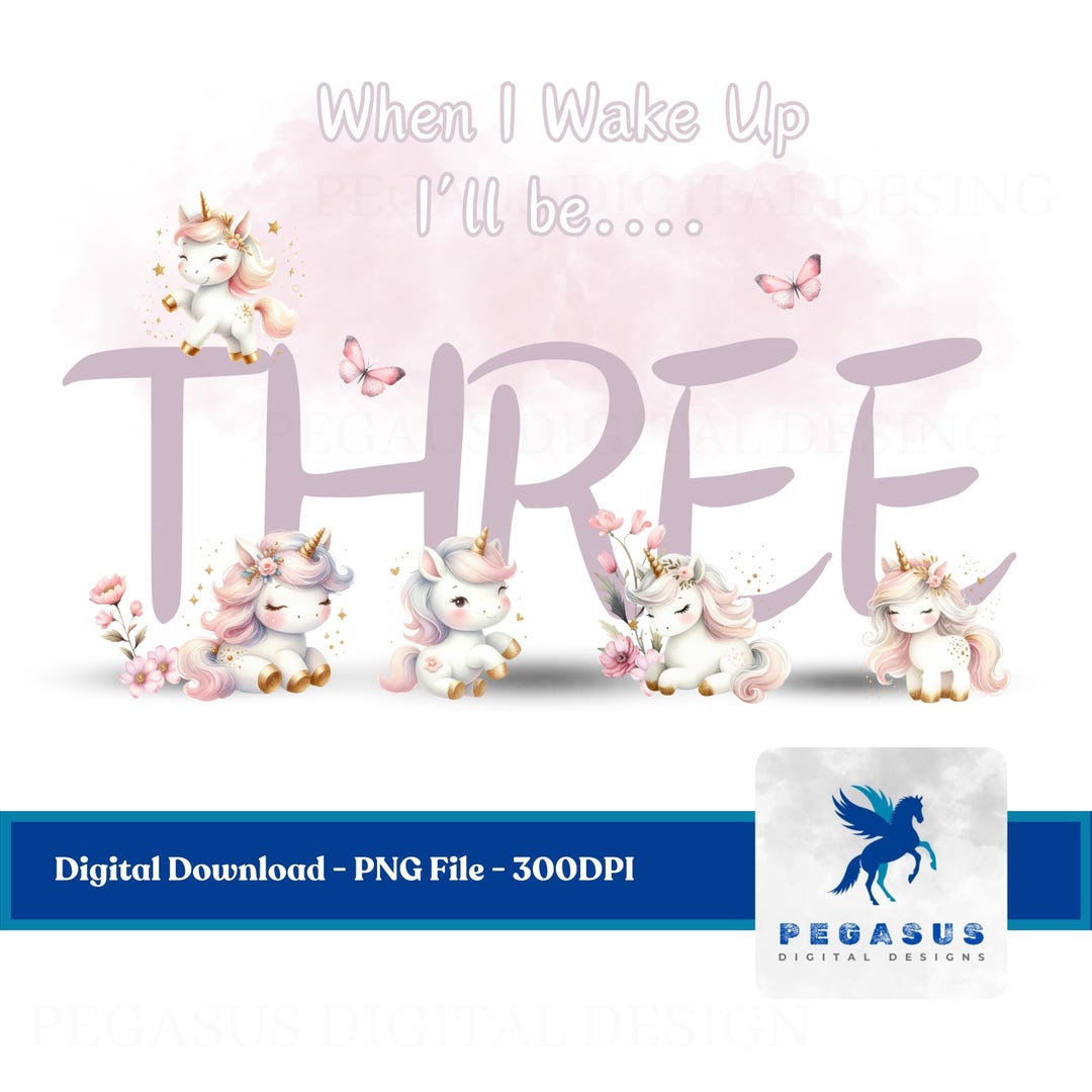 When I Wake up Pink Unicorn Three - PNG File, Sublimation, DTF ...