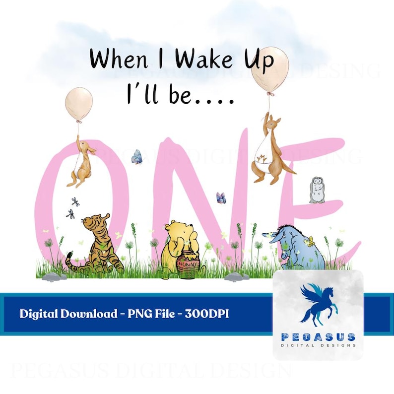 When I Wake up Original Pooh One Pink - PNG File, Sublimation, DTF ...