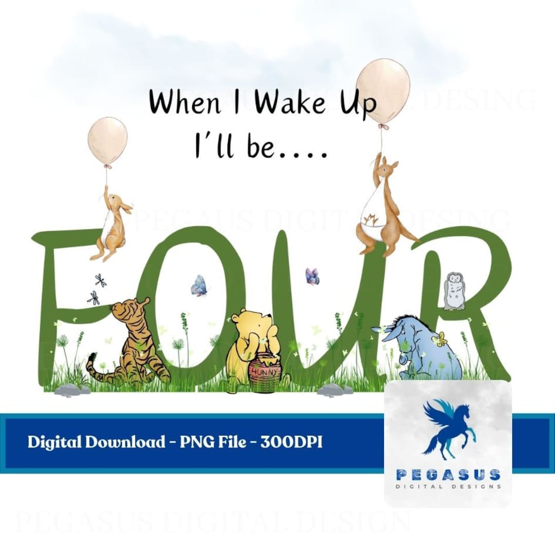 When I Wake up Original Pooh Four - PNG File, Sublimation, DTF ...
