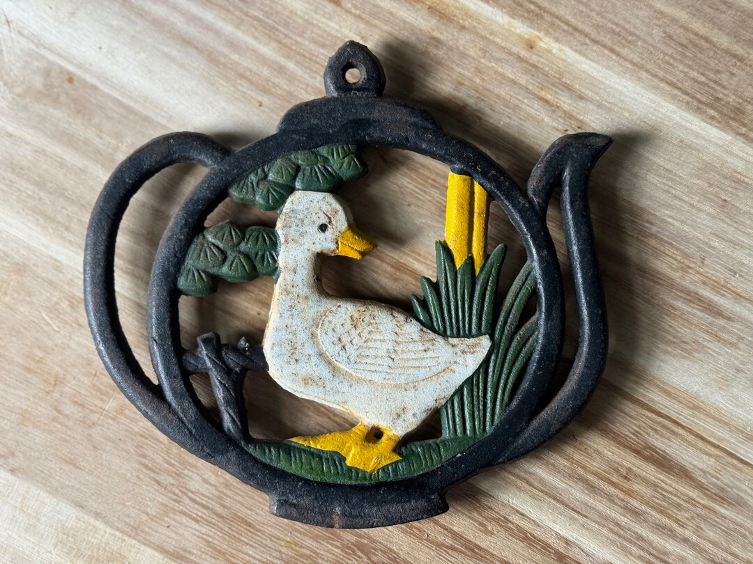 Vintage Cast Iron Goose Trivet: Rustic Farmhouse Kitchen Decor - Etsy