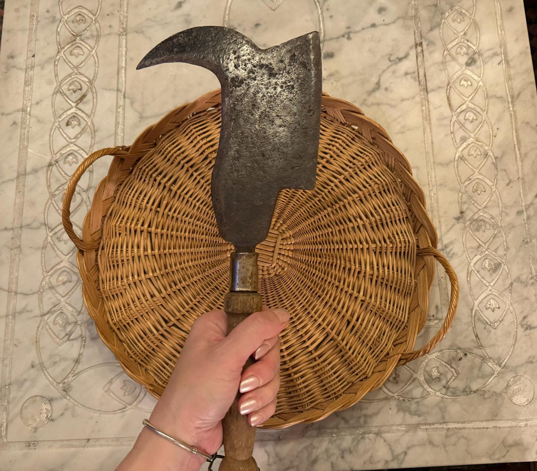 Vintage 1950s Italian Hook Cleaver With Carved Wood Handle - Etsy