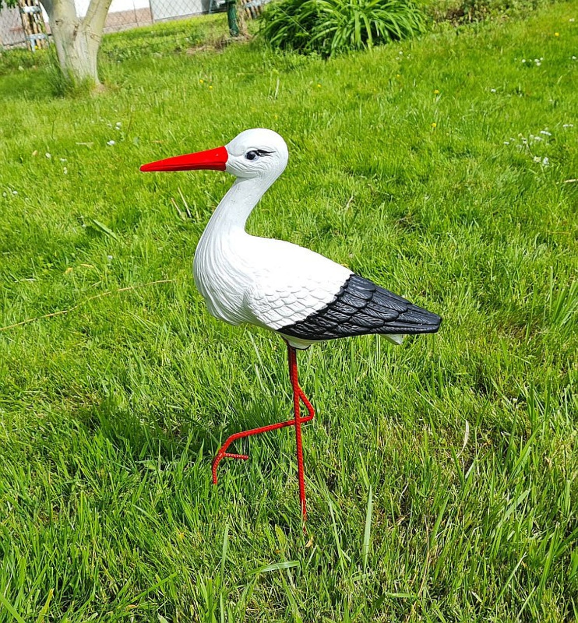 Small Stork H:46cm Sculpture Statue Figure Realistic Garden Decor Bird ...
