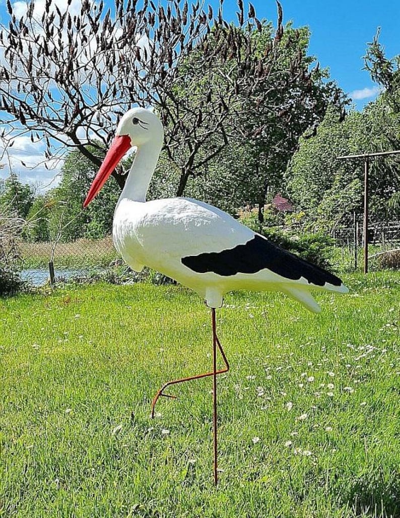 Big Stork H: 88cm Sculpture Statue Figure Realistic Garden Decor Bird ...
