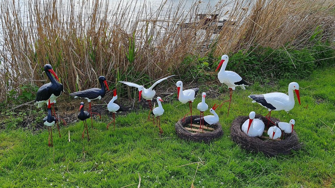 Small Stork H:46cm Sculpture Statue Figure Realistic Garden Decor Bird ...