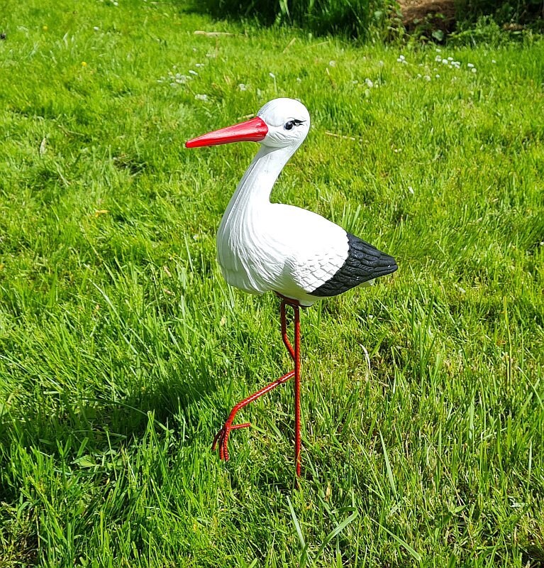 Small Stork H:46cm Sculpture Statue Figure Realistic Garden Decor Bird ...