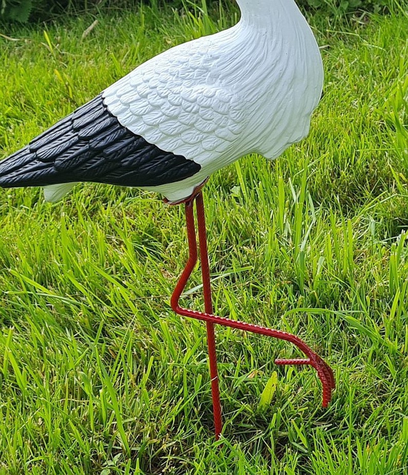 Small Stork H:46cm Sculpture Statue Figure Realistic Garden Decor Bird ...