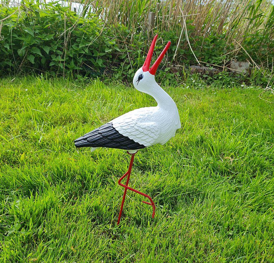 Small Stork Clatter H: 57cm Sculpture Statue Figure Realistic Garden ...