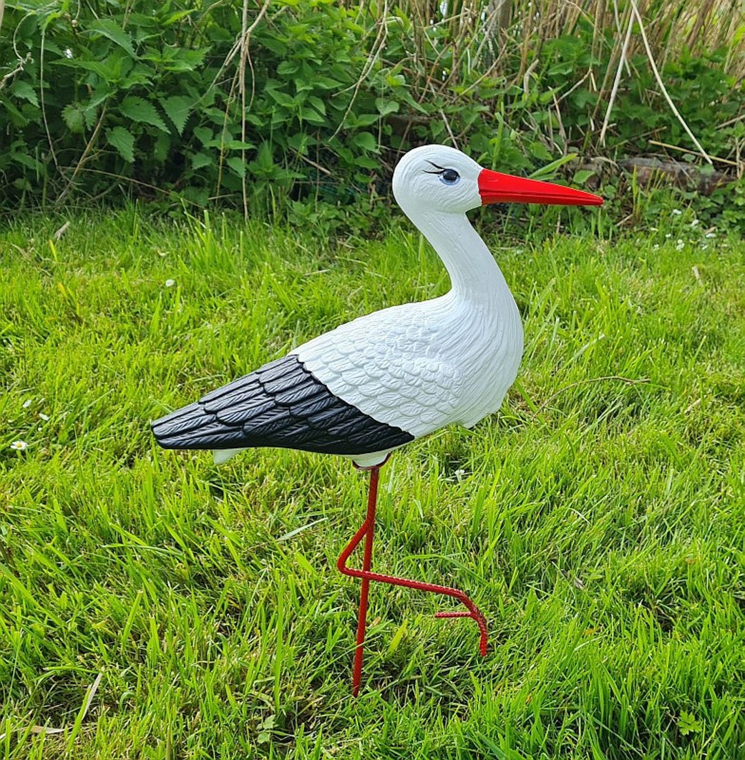 Small Stork H:46cm Sculpture Statue Figure Realistic Garden Decor Bird ...