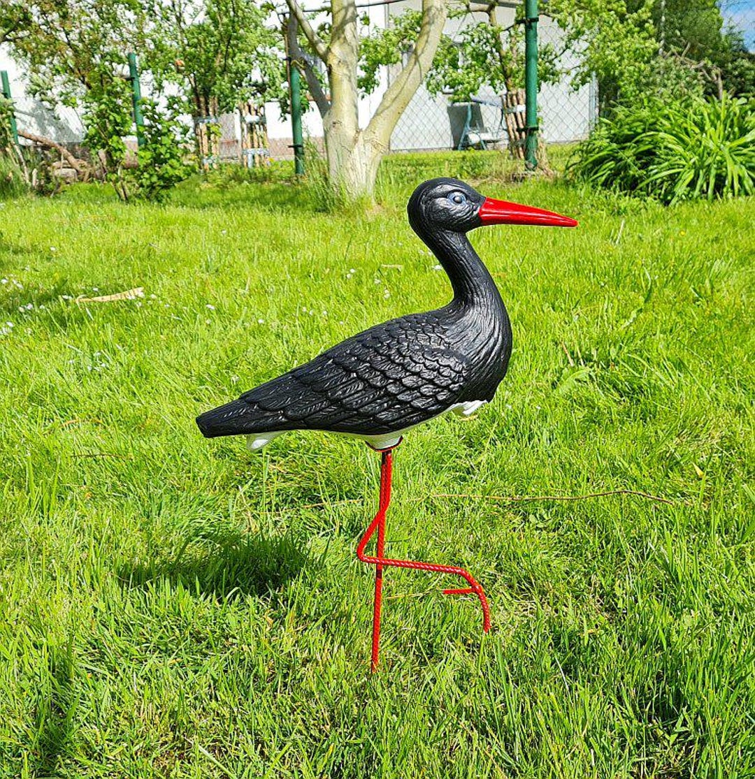 Small Black Stork H: 46cm Sculpture Statue Figure Realistic Garden ...