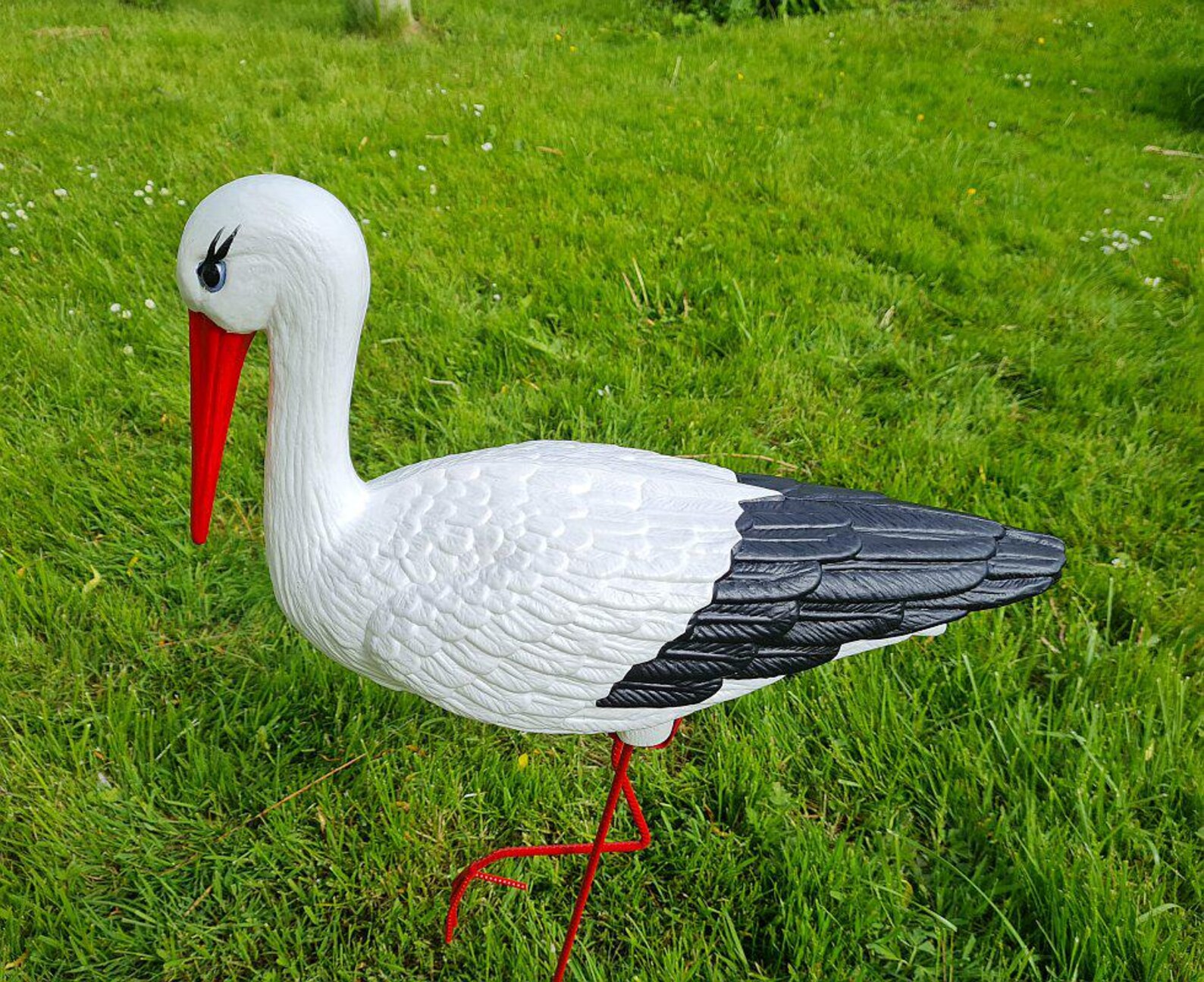 Medium Stork H: 75cm Sculpture Statue Figure Realistic Garden Decor ...