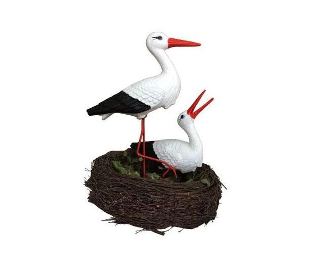 Stork Nest With 2 Small Storks Sculpture Statue Figure Realistic Garden ...