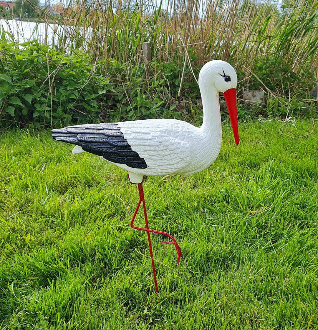 Medium Stork H: 75cm Sculpture Statue Figure Realistic Garden Decor ...