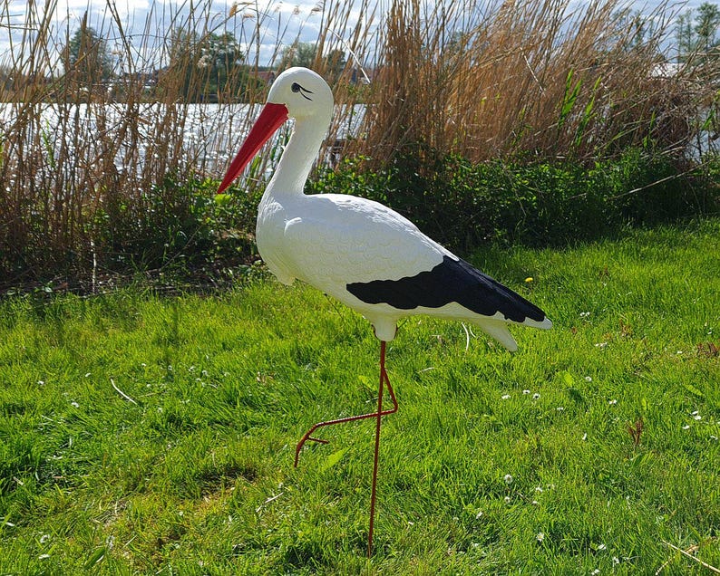 Big Stork H: 88cm Sculpture Statue Figure Realistic Garden Decor Bird ...