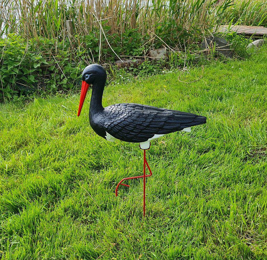 Medium Black Stork H: 75cm Sculpture Statue Figure Realistic Garden ...