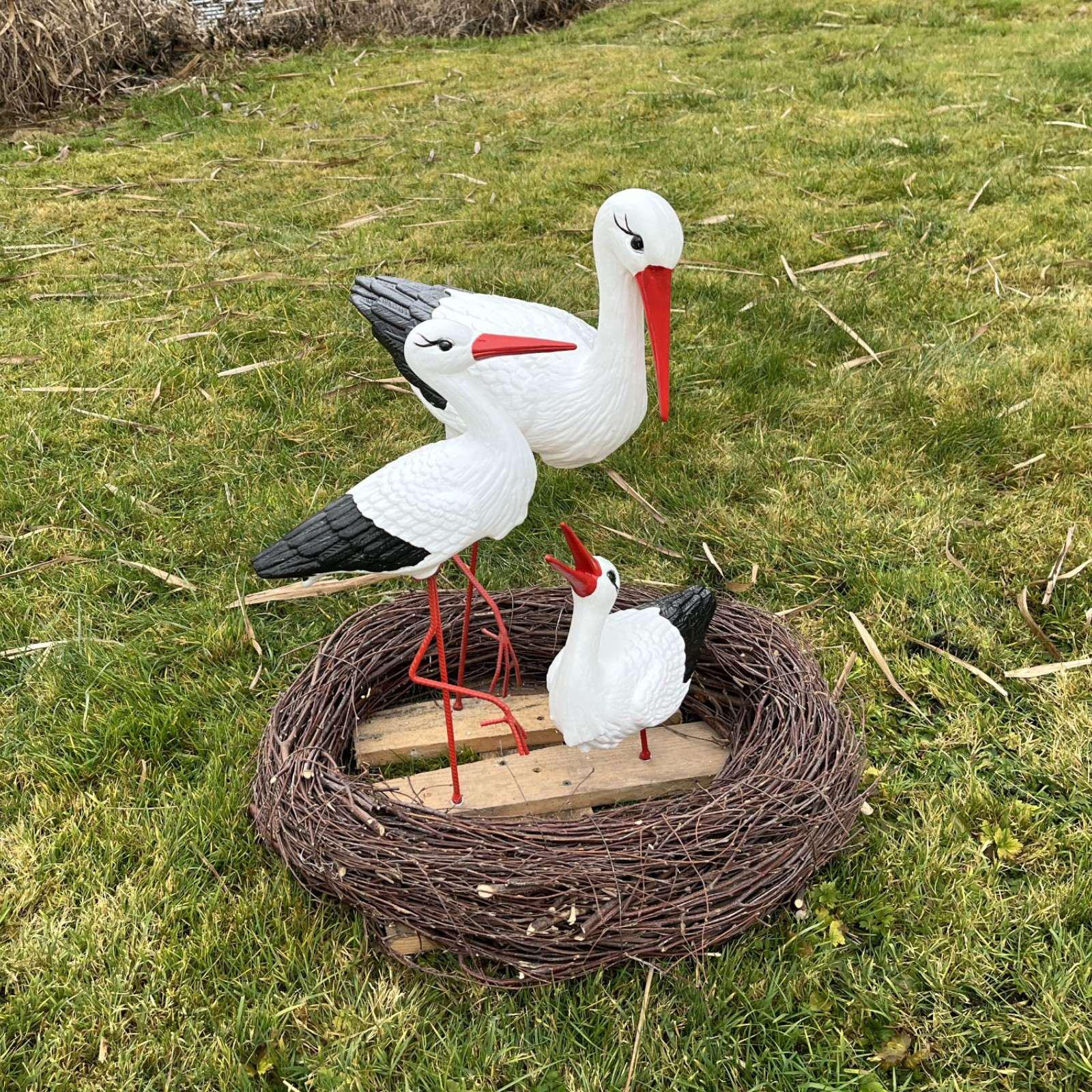 Stork Nest With 3 Storks Sculpture Statue Figure Realistic Garden Decor ...