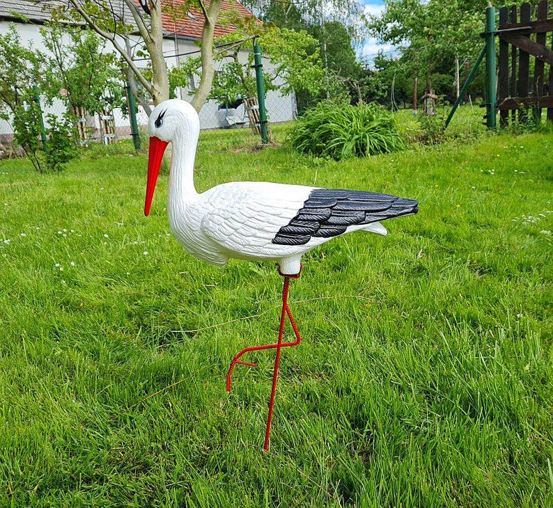 Medium Stork H: 75cm Sculpture Statue Figure Realistic Garden Decor ...