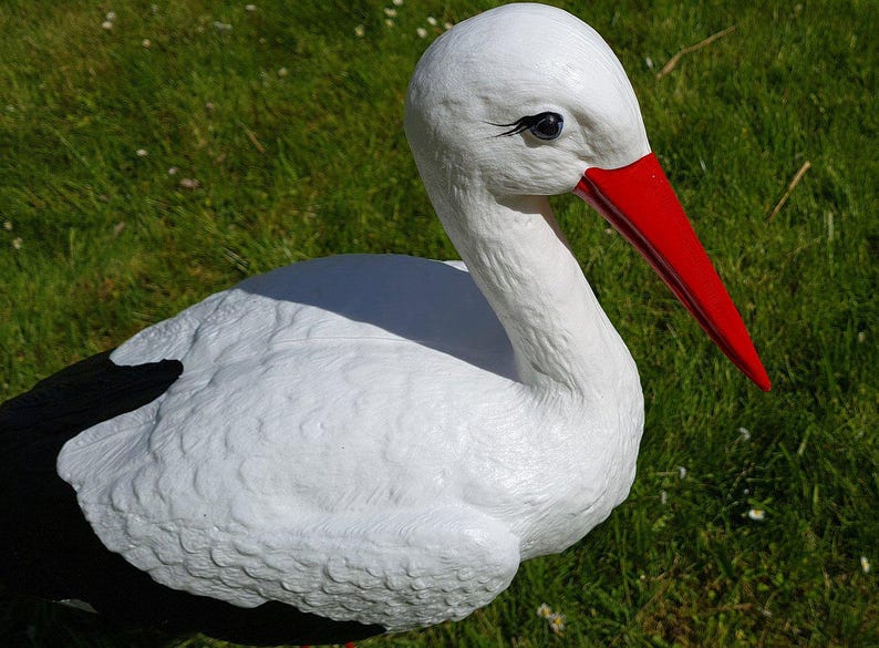 Big Stork H: 88cm Sculpture Statue Figure Realistic Garden Decor Bird ...