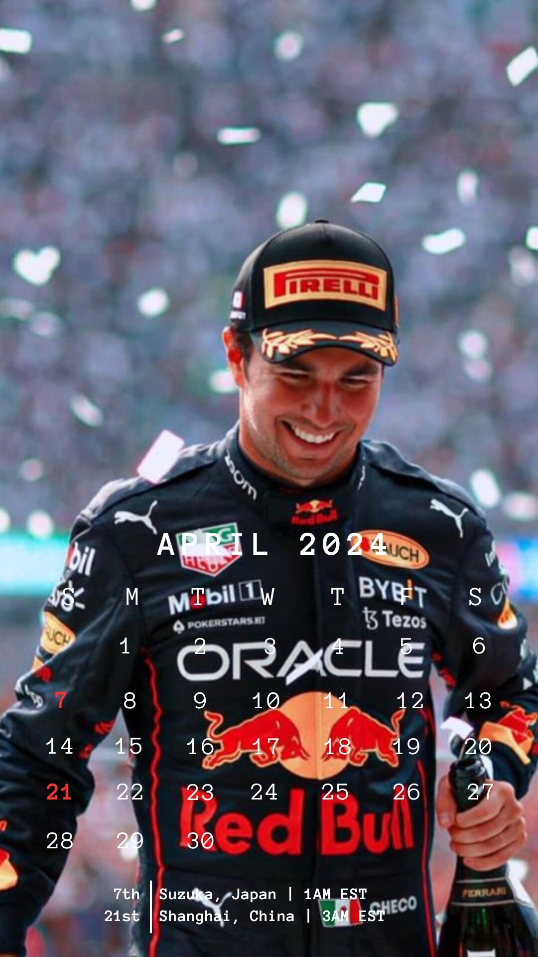 F1 2024 Phone Wallpaper With Race Calendar Sergio Perez SP11 sept to ...