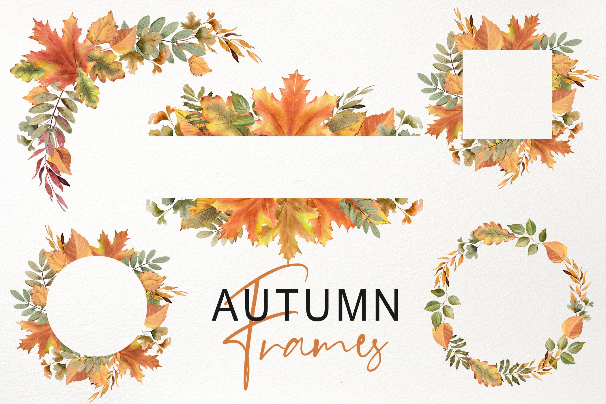 Fall Leaves Clipart. Watercolor Autumn Border PNG. Maple Leaf Corner ...
