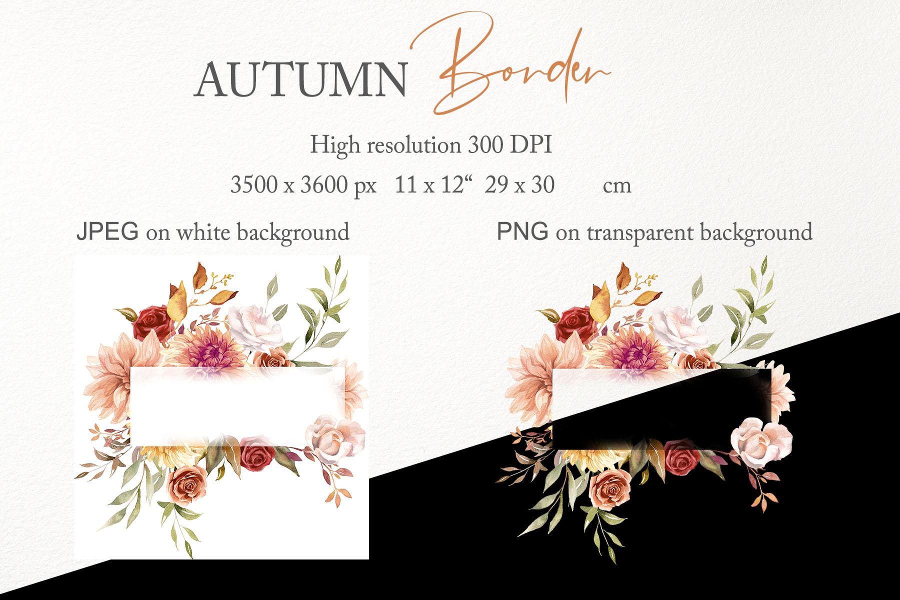Fall Floral Frame PNG. Autumn Flowers Border. Terracotta Faded Roses ...