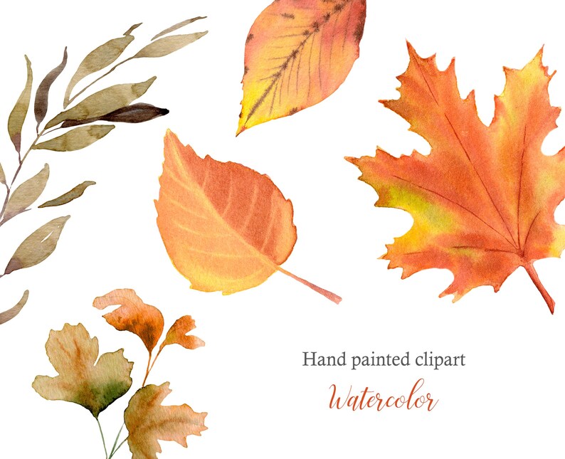 Fall Leaves Clipart. Watercolor Autumn Wreath. Autumn Foliage Clip Art ...
